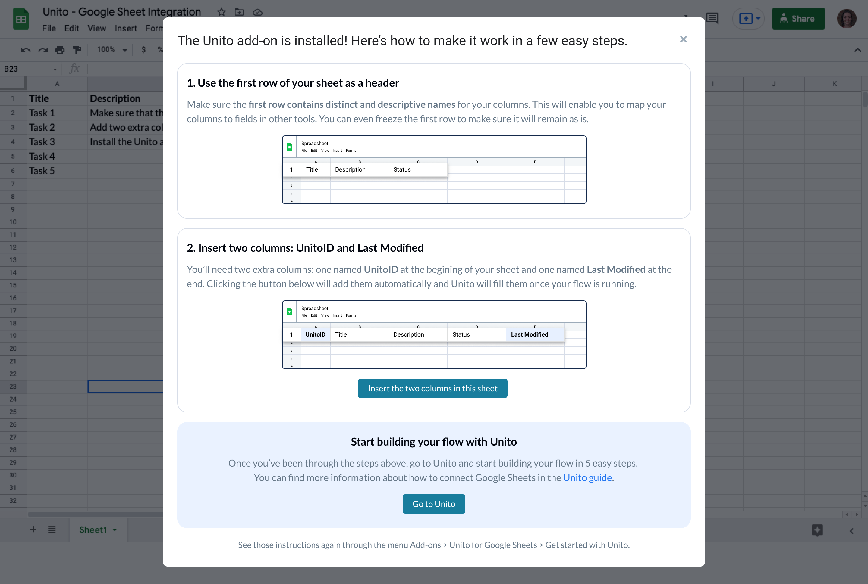 How to Add Unito to Your Google Sheet